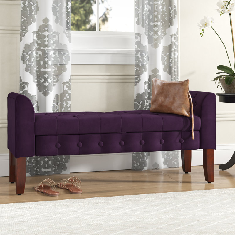 Velvet Upholstered Storage Bench Red Barrel Studio Upholstery Color Purple Velvet